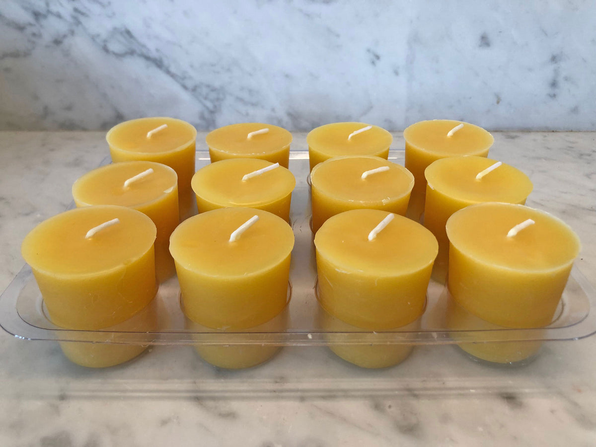 Dozen Votive pack (12) – Golden Light Beeswax Candles